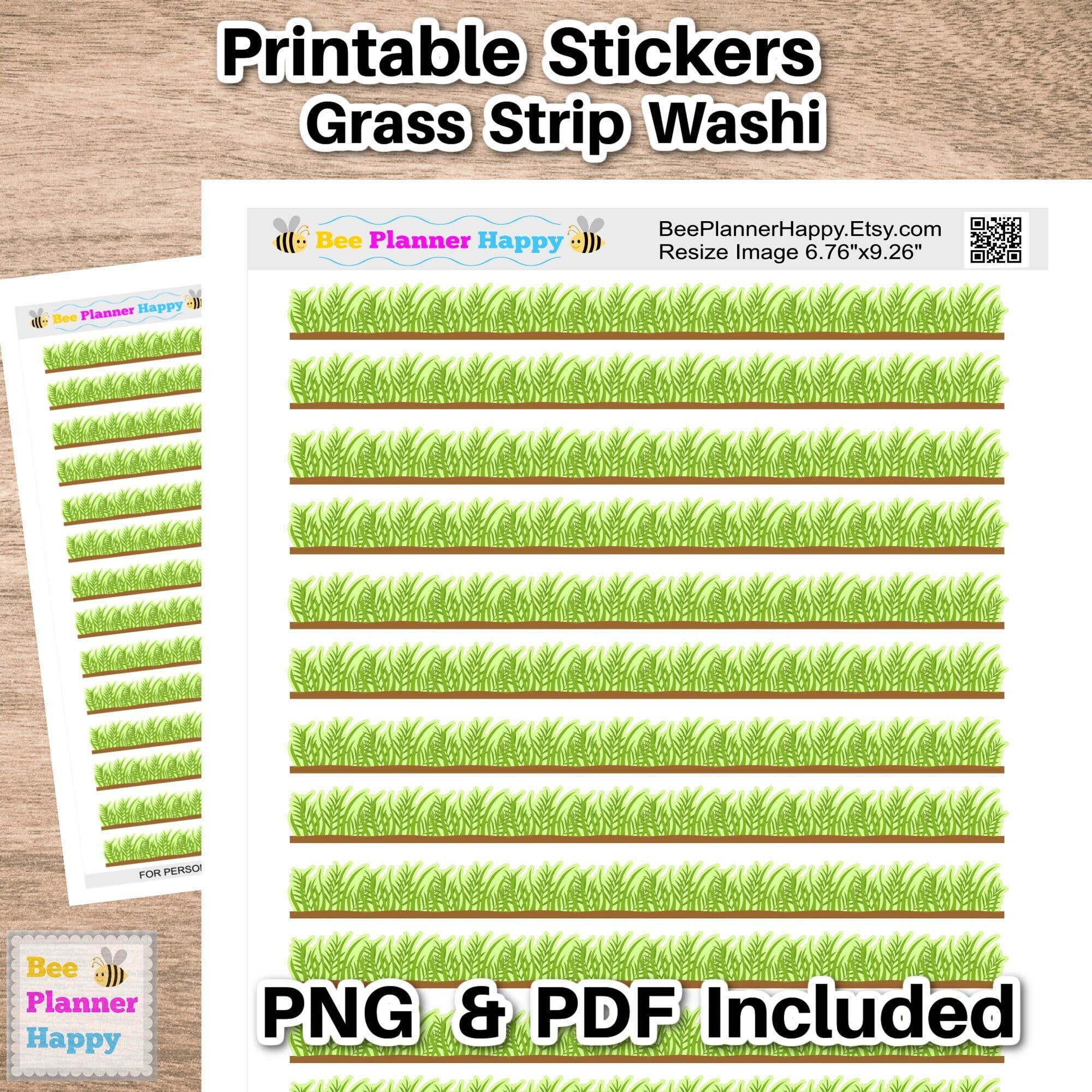 Printable Stickers of Grass Washi Strips for Planners, Journals and ...