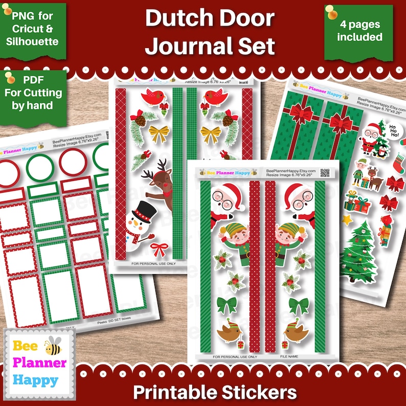 Christmas Dutch Door Journal Set Printable Stickers Kit - Etsy