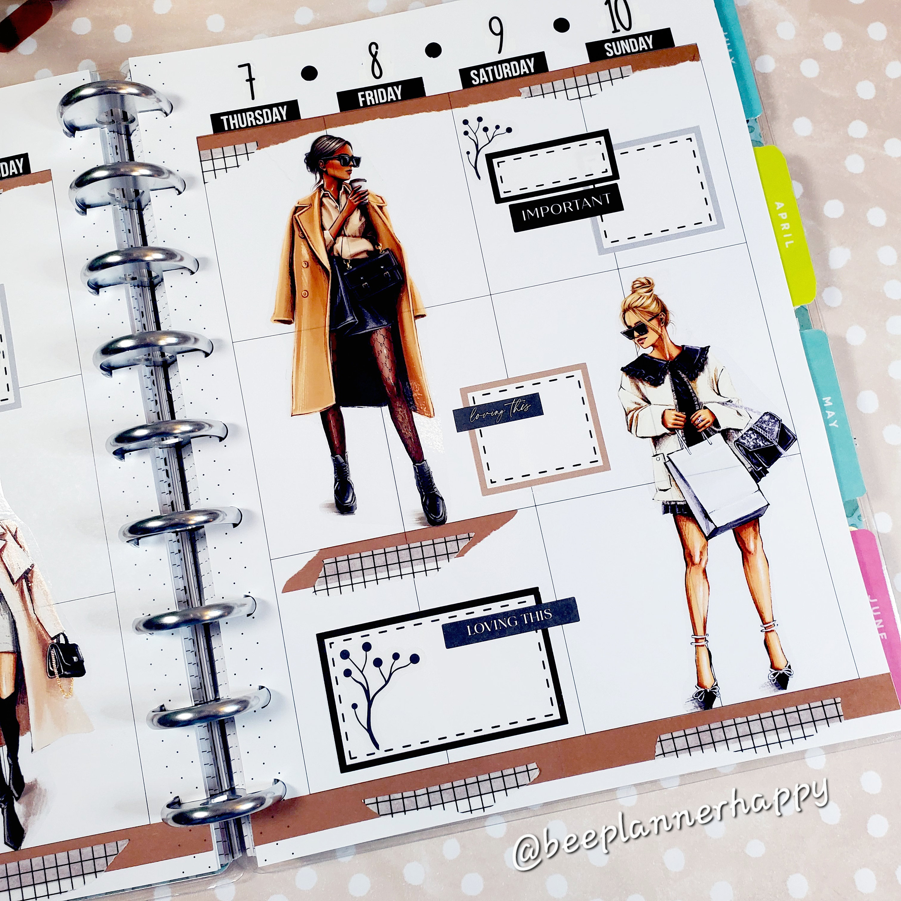 Printable Planner Box Stickers ~ Black Gray and Brown Decorative Dash ...