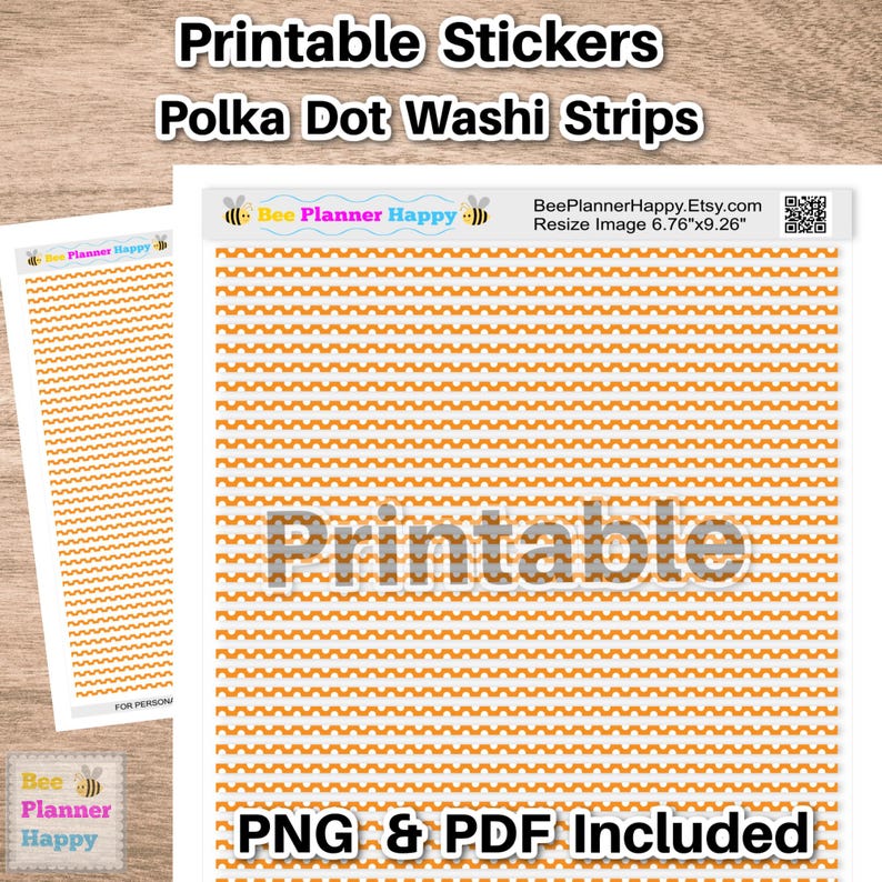 Printable Orange and White Polka Dot Skinny Washi Strips for Planners ...