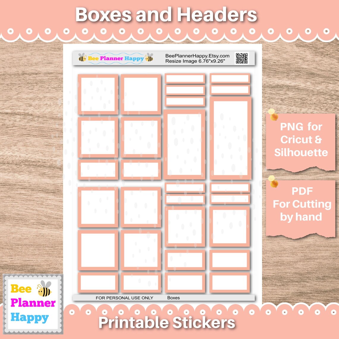Printable Planner Envy Boxes and Headers March Soft Peach - Etsy