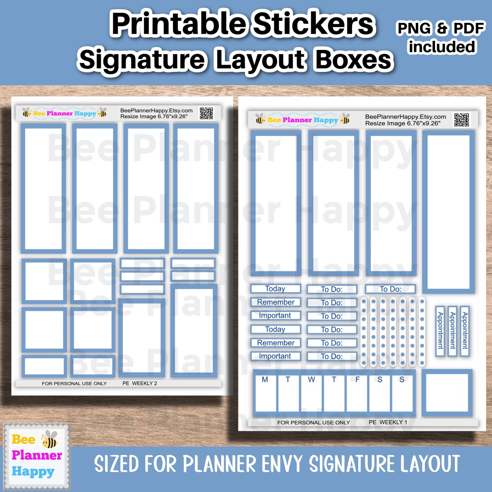 Printable Planner Envy Signature Layout Weekly Boxes Kit Winter Blue ...