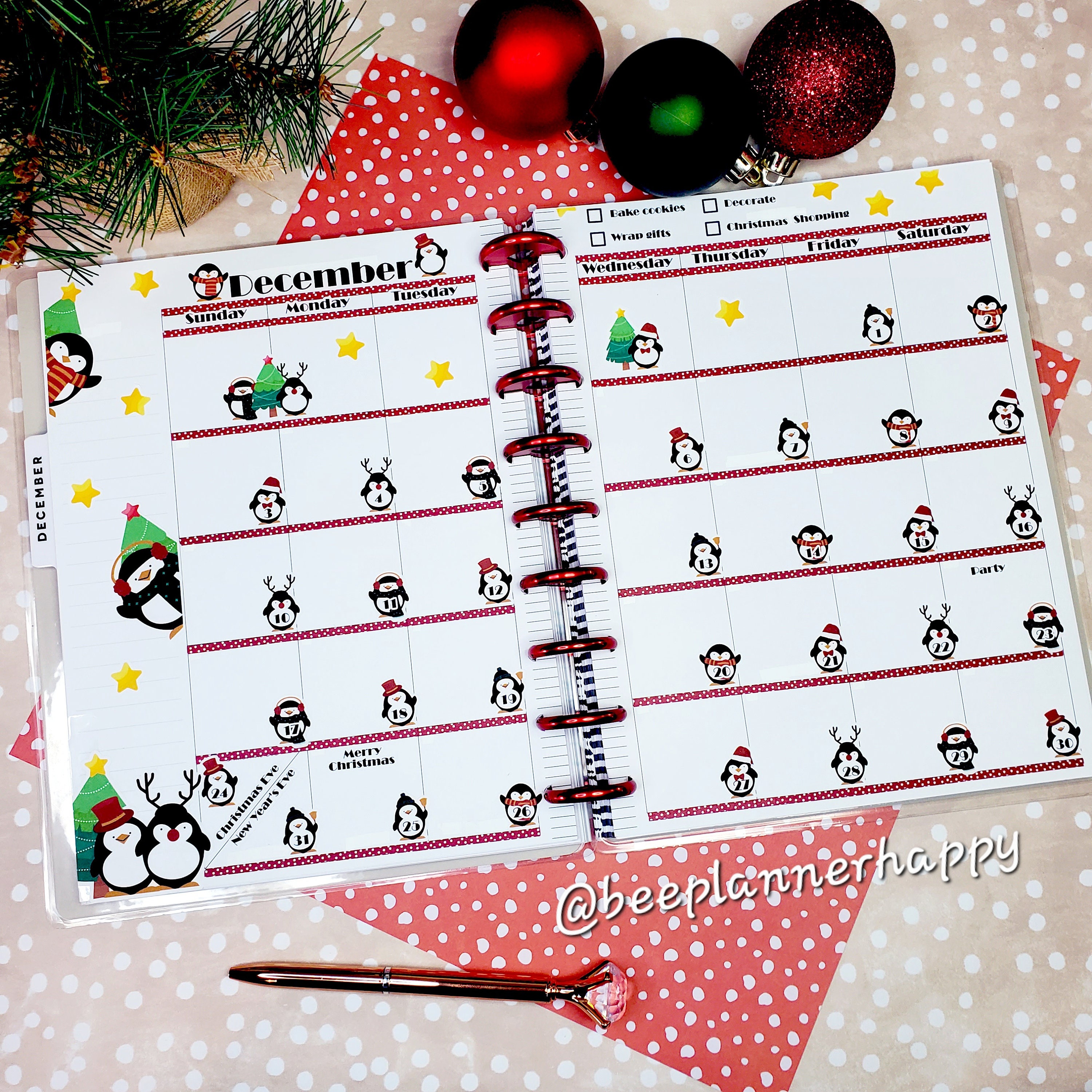 Printable Penguin Date Cover Stickers for Redating Planners, Journals ...