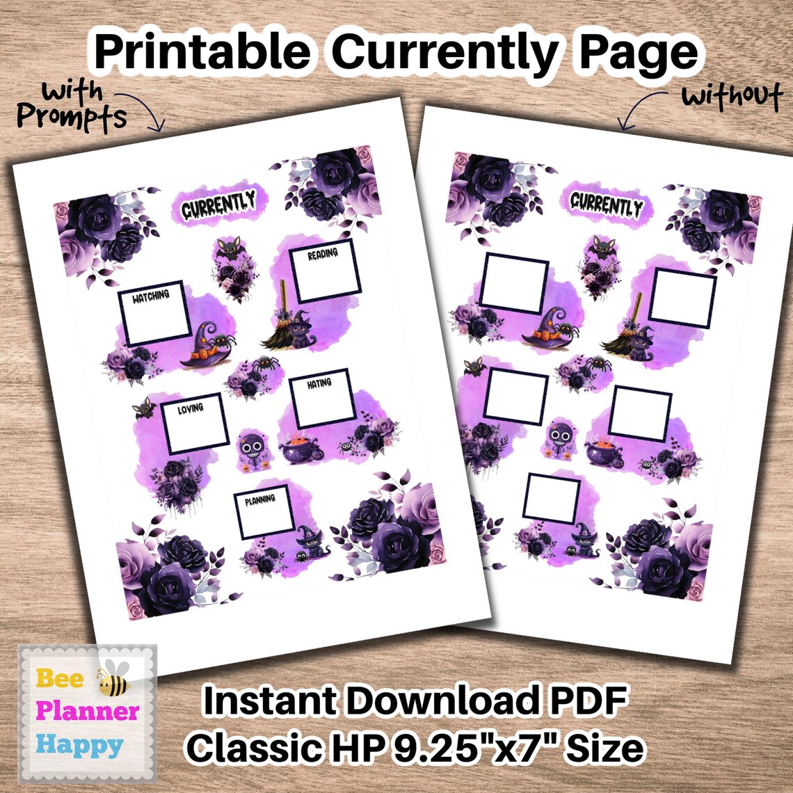 Printable Currently Page ~ Cute Spiders and Black Cats Halloween ...