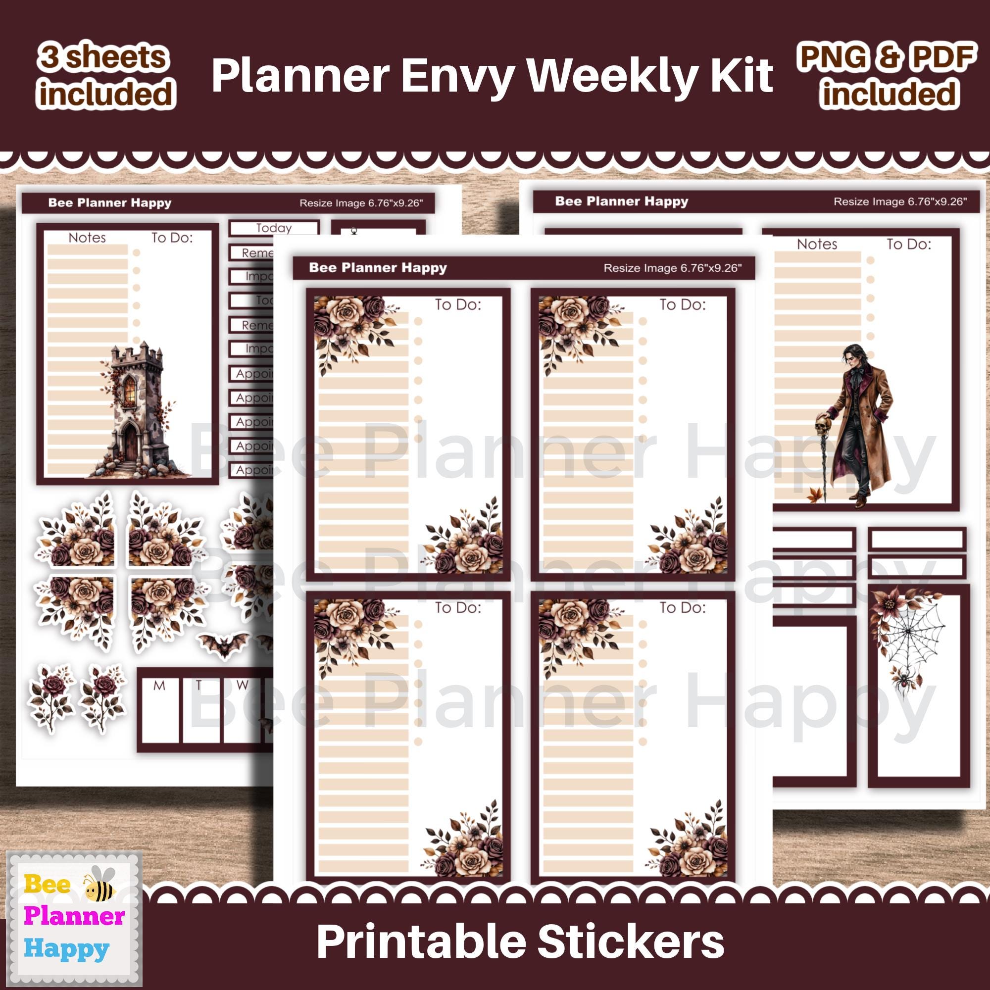 Gothic Autumn Weekly Kit Printable Stickers for Planner Envy Signature ...