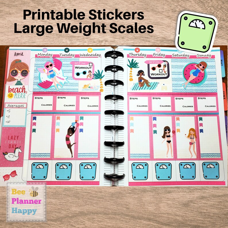 Printable Weight Scale Stickers ~ Classic Vertical Fitness Wellness ...