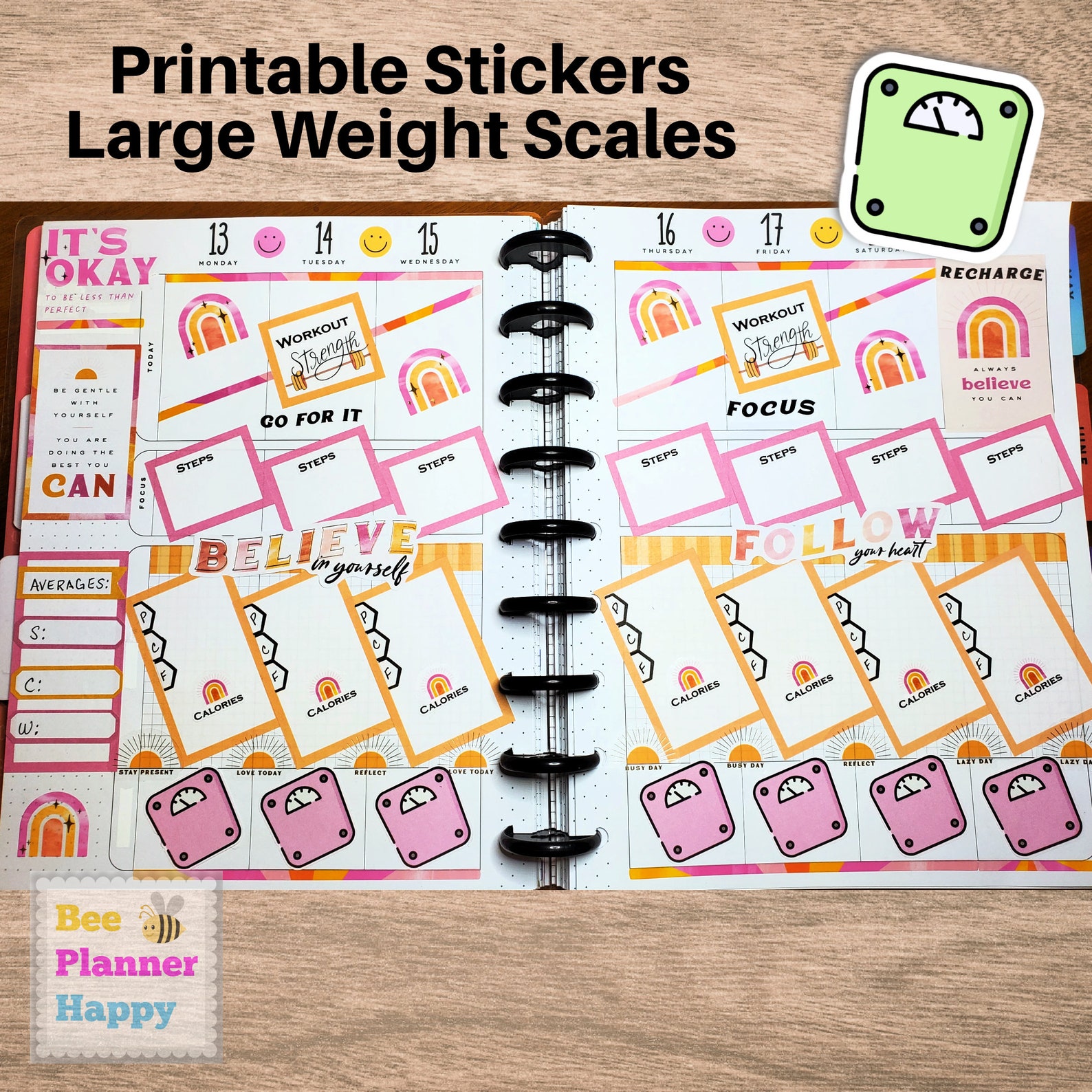 Printable Weight Scale Stickers ~ Classic Vertical Fitness Wellness ...