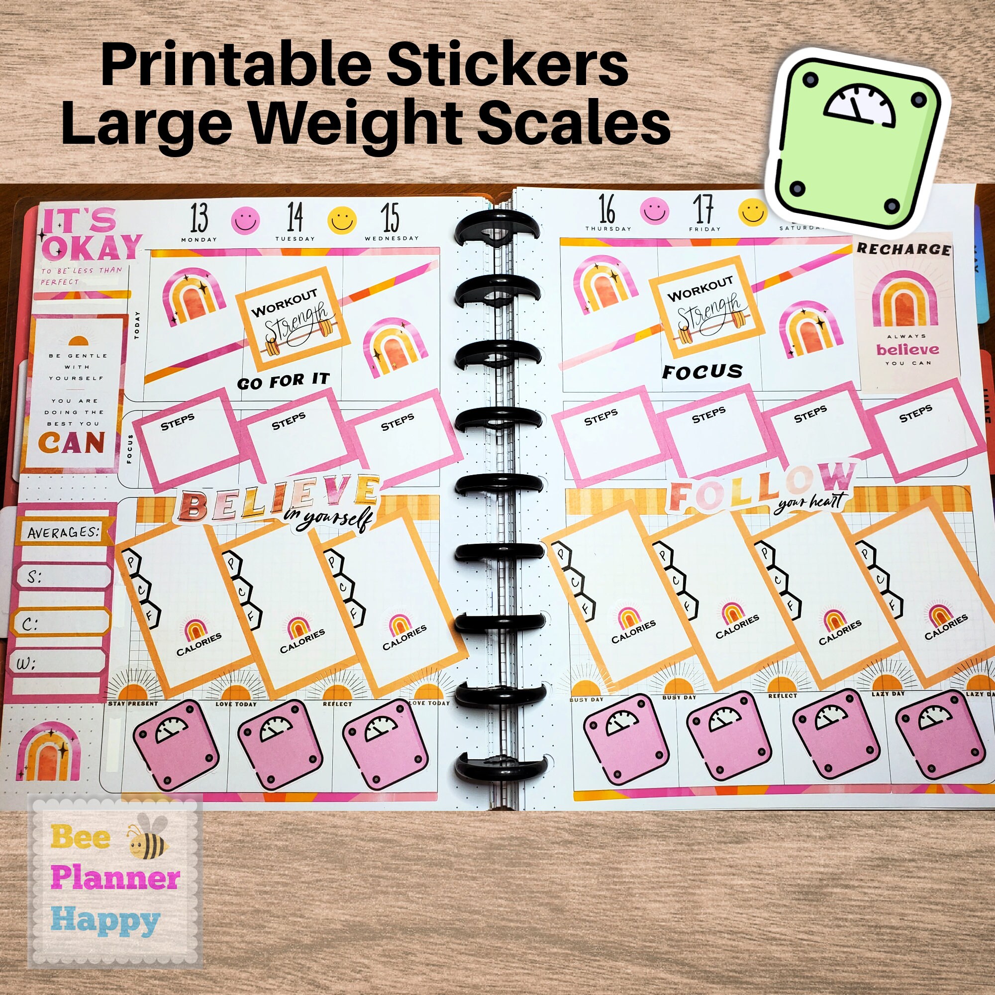Printable Weight Scale Stickers ~ Classic Vertical Fitness Wellness ...