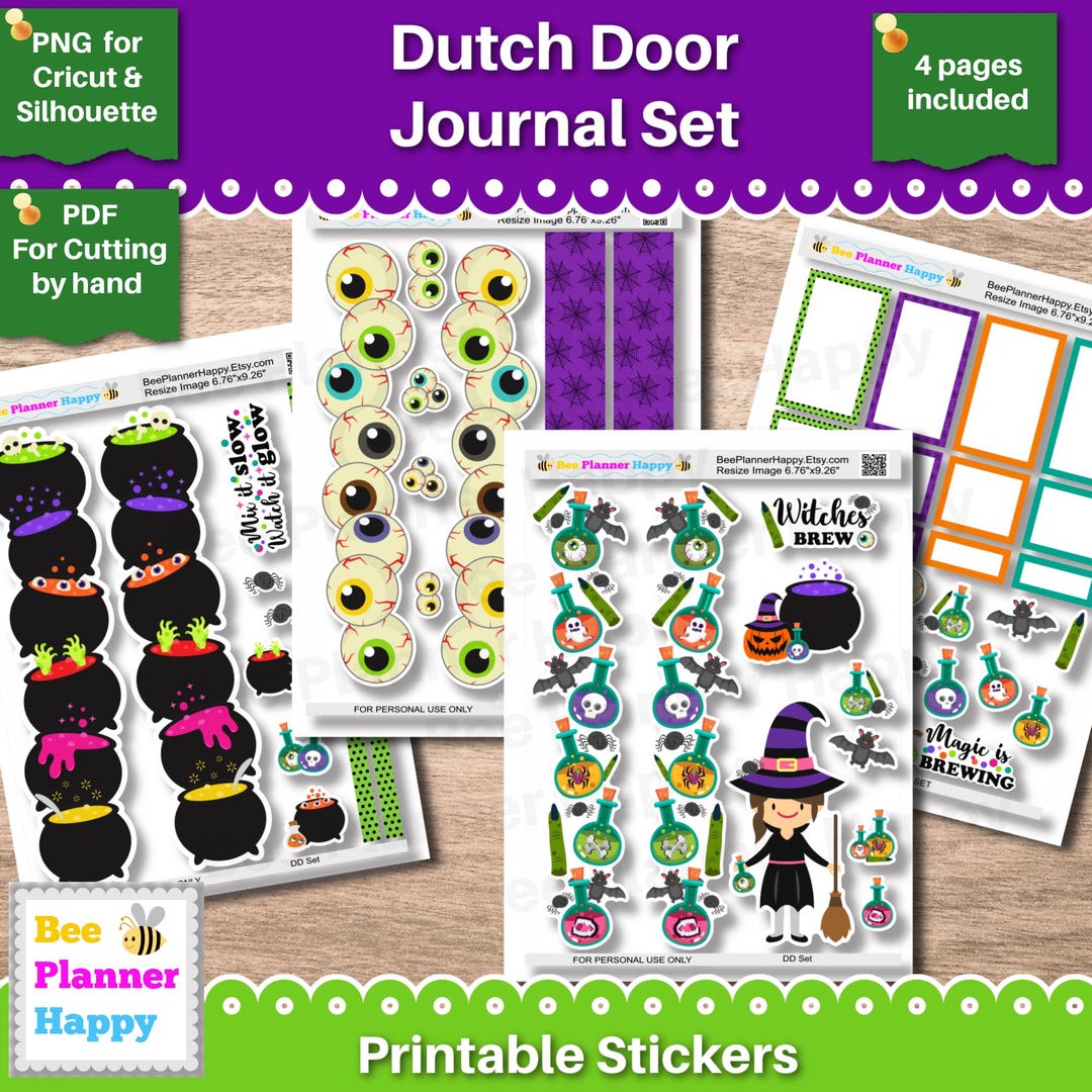 Printable Dutch Door Journal Sticker Set for Creating Cute Halloween ...