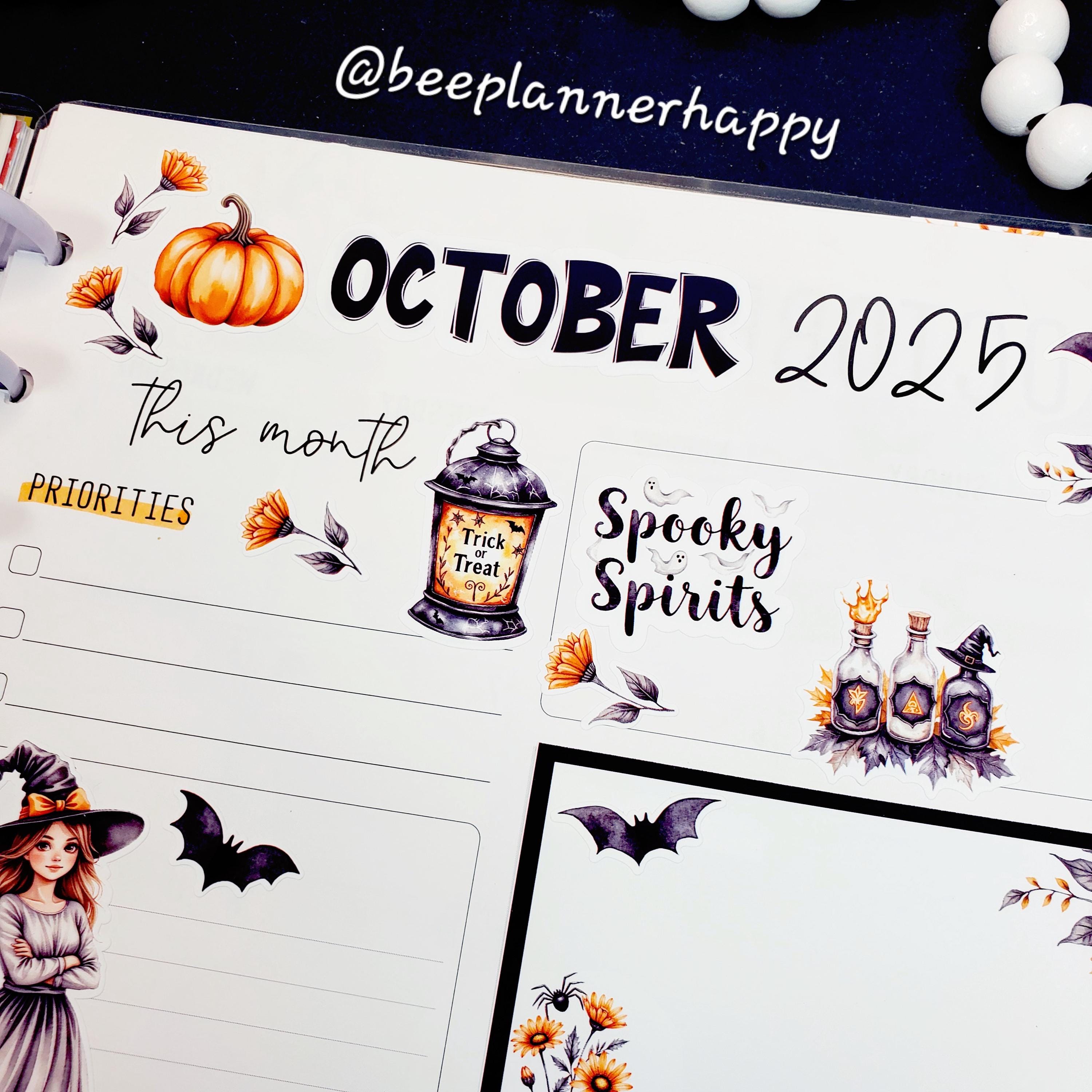 Printable October Halloween Planner Stickers | Spooky Cute Ghosts Fit ...
