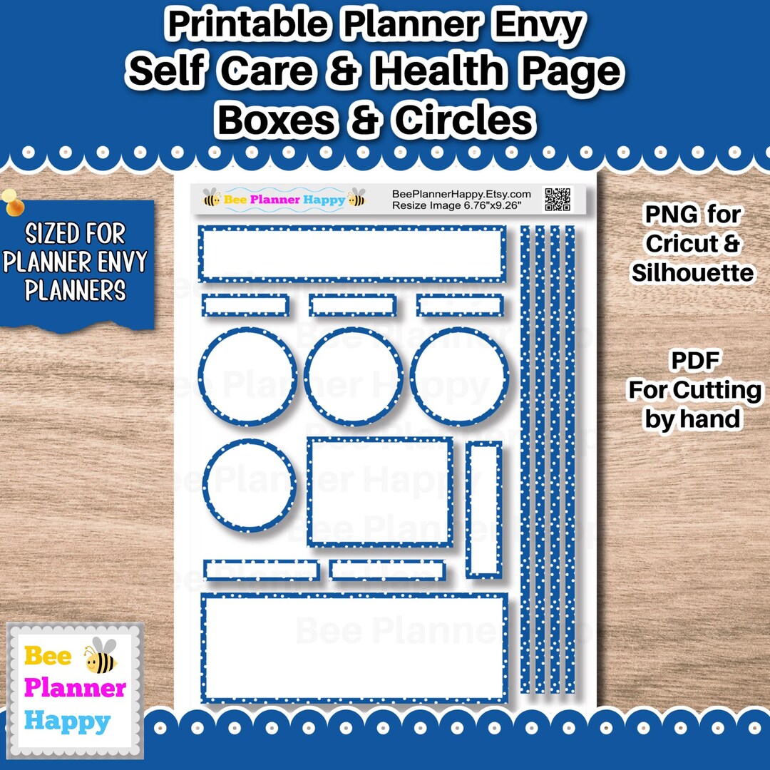 Blue Polka Dot Planner Envy Planner Stickers: Self Care & Health (PNG ...