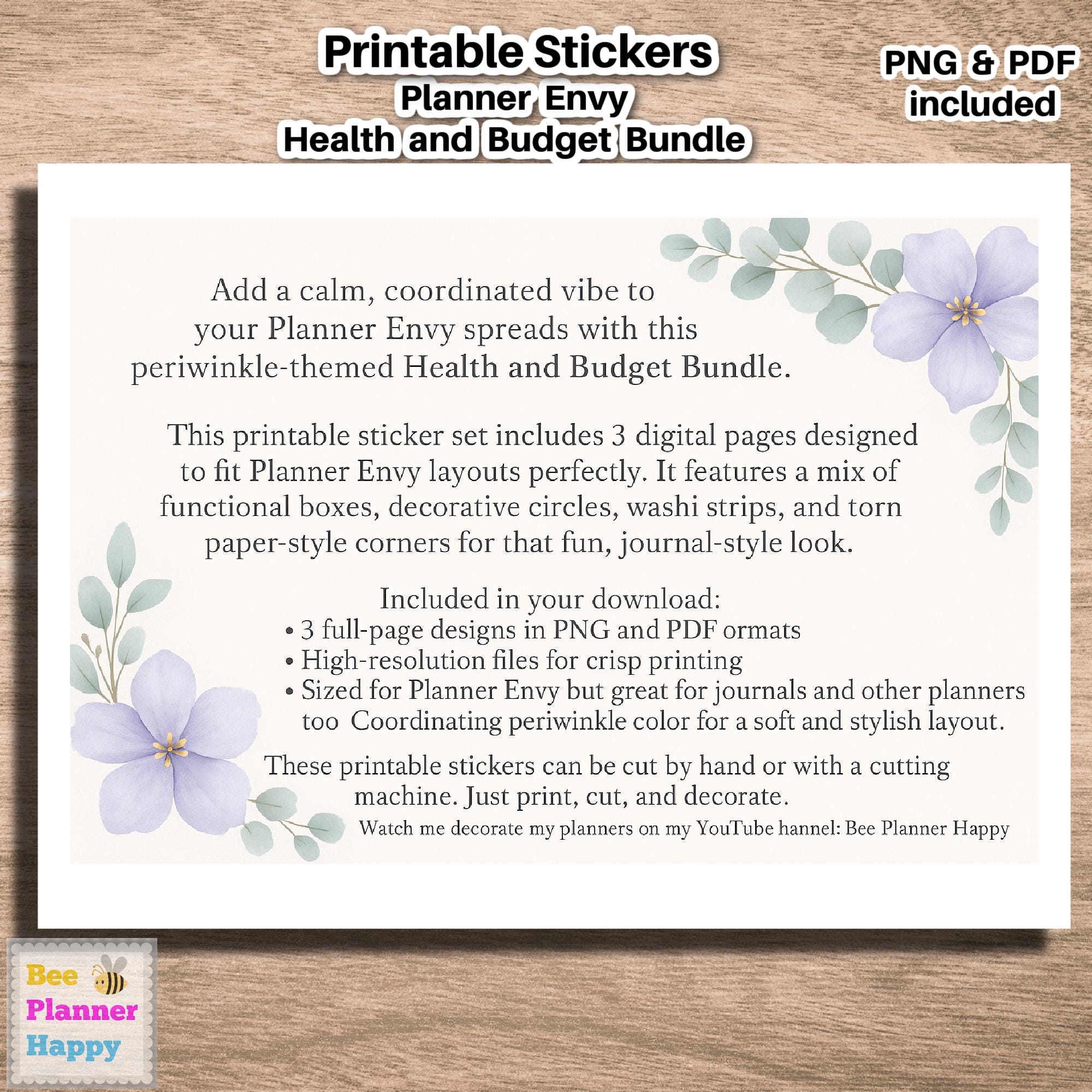 Printable Stickers for Planner Envy – Periwinkle Health and Budget ...