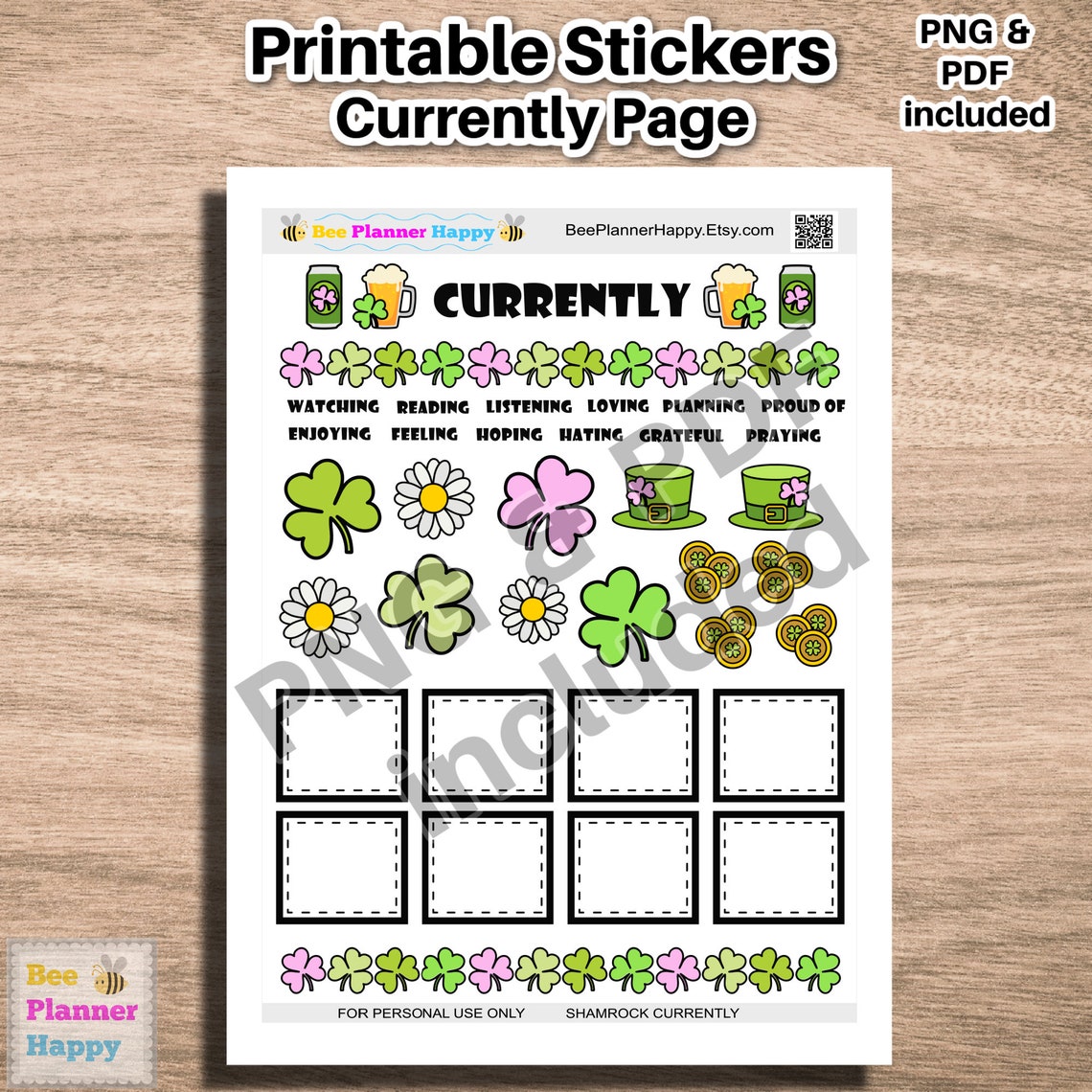 Printable Currently Page Stickers St. Patrick's Day for Planners ...