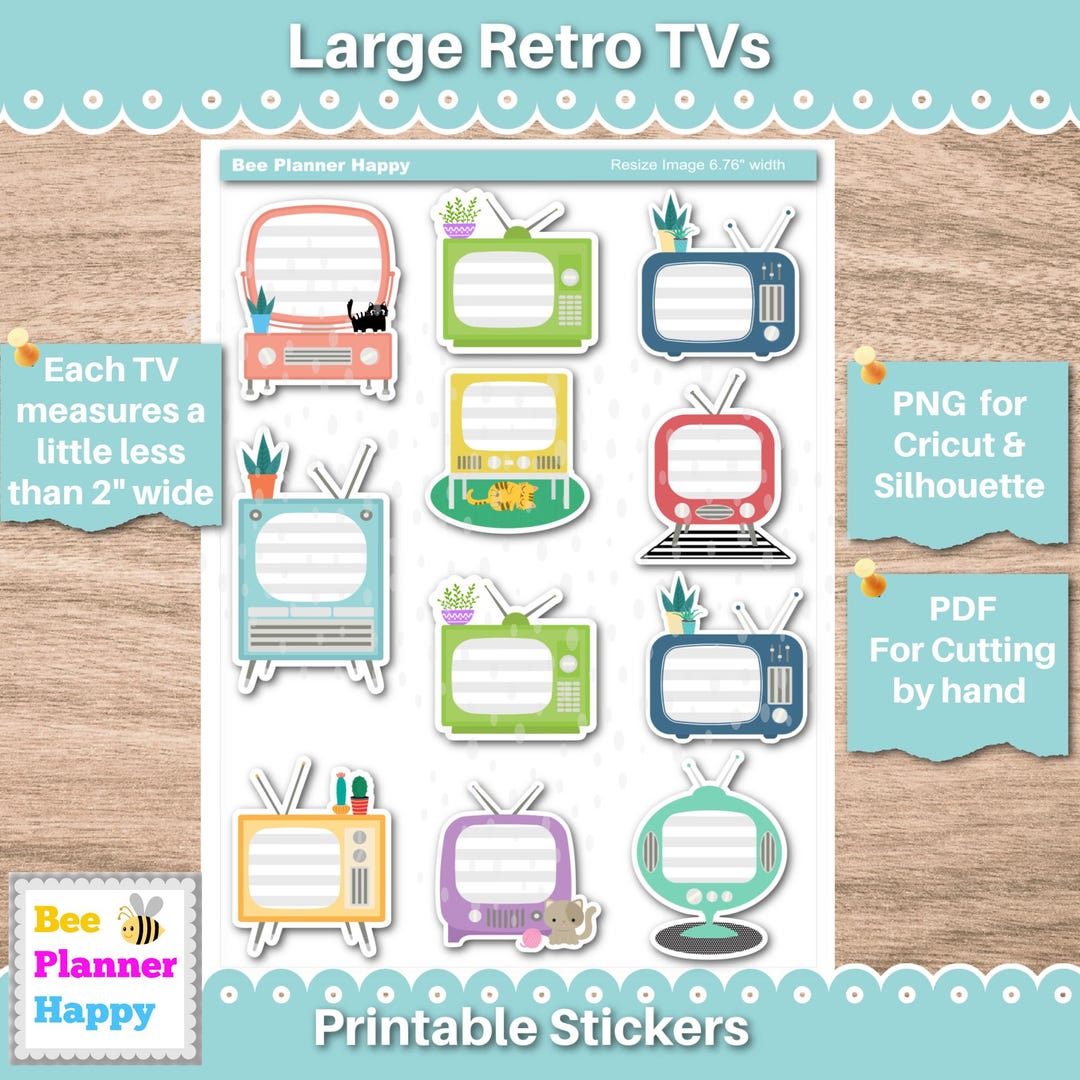 Printable Retro TV Shows and Movie Tracker Stickers for Planners and ...