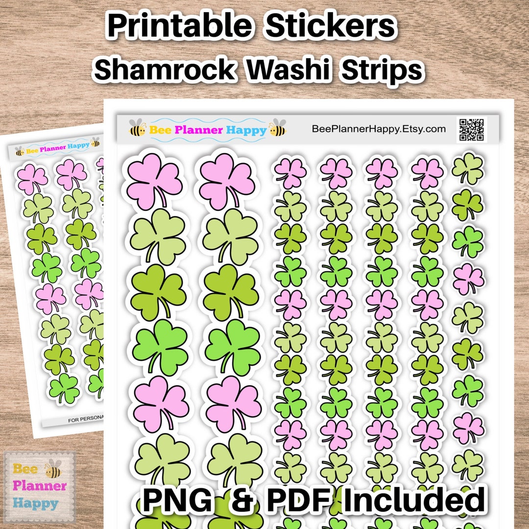 Printable Shamrock Clover Washi Strips for Decorating Planners ...