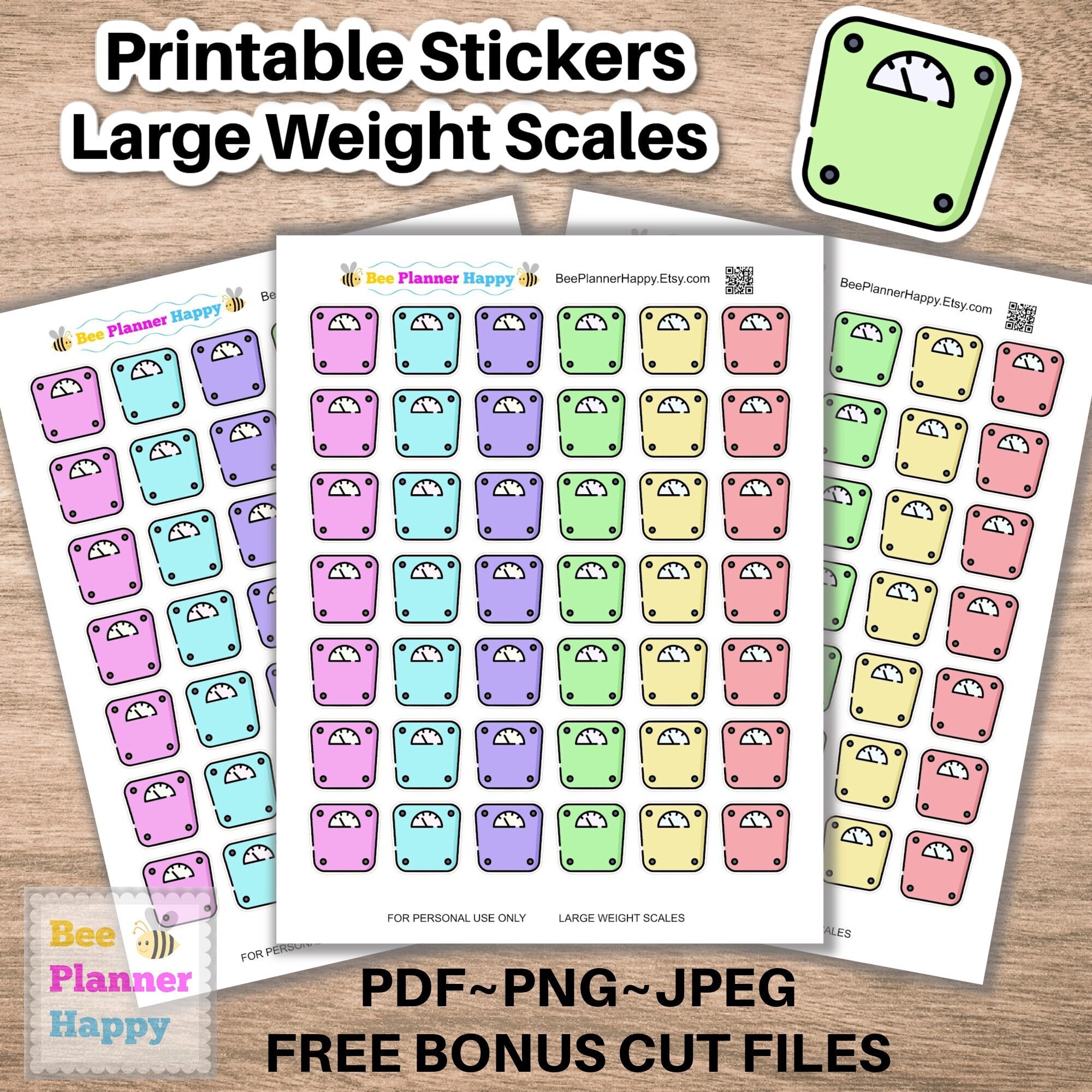 Printable Weight Scale Stickers Classic Vertical Fitness Wellness ...