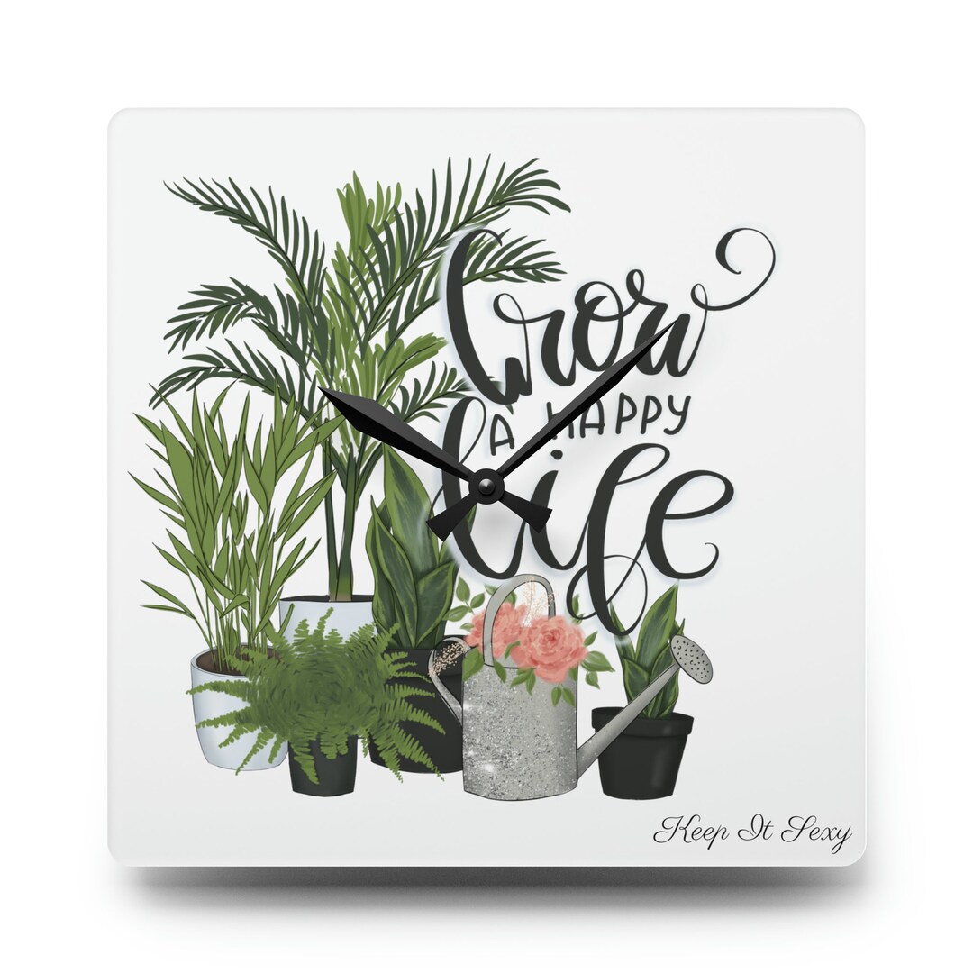 Grow A Happy Life Acrylic Wall Clock, Good Vibrations, Self Love ...