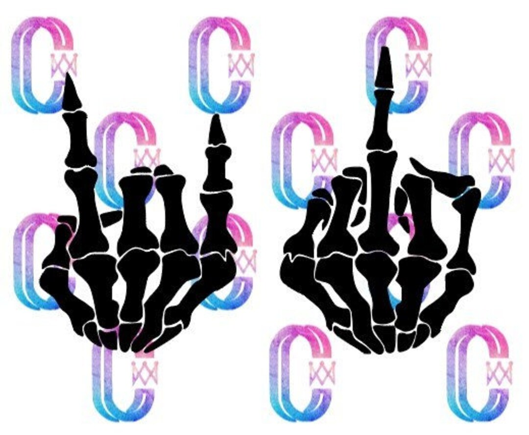 Skull Hand Middle Finger Skeleton Rock on Clip Art Download Digital ...