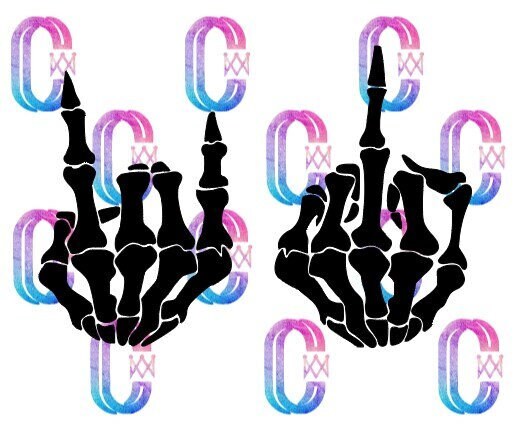 Skull Hand Middle Finger Skeleton Rock on Clip Art Download Digital ...