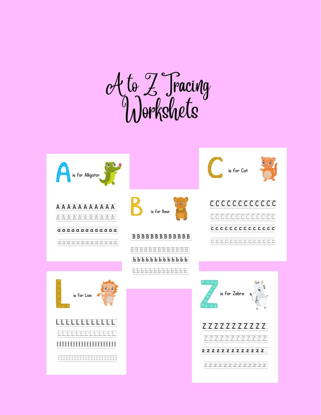 A to Z Tracing Worksheets - Etsy