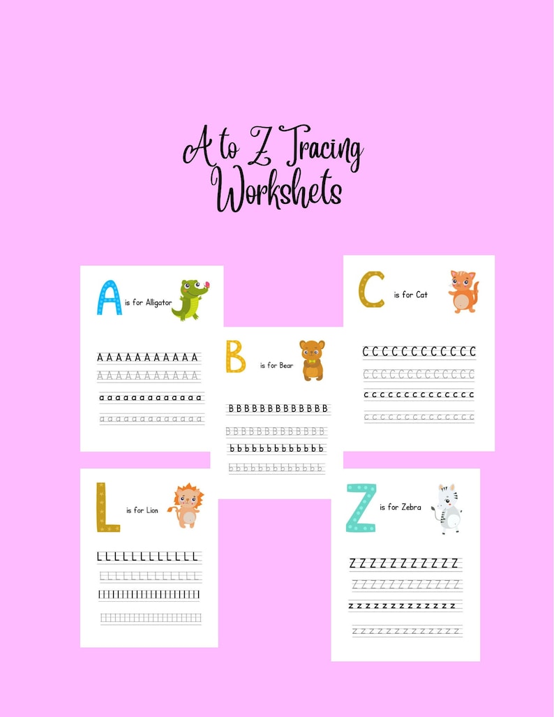A to Z Tracing Worksheets - Etsy