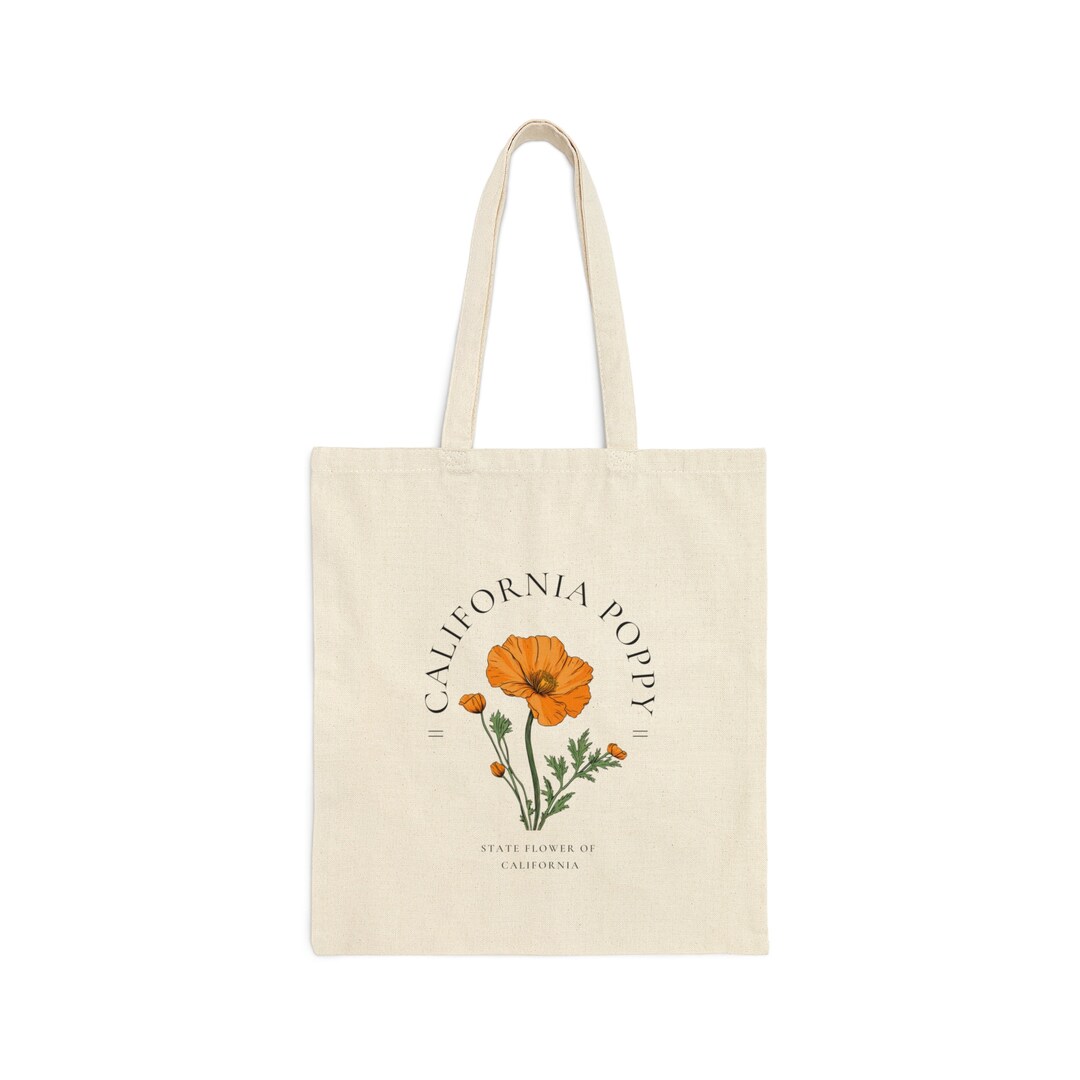 California Poppy 100% Cotton Tote Bag | Eco-friendly Reusable Shopping ...