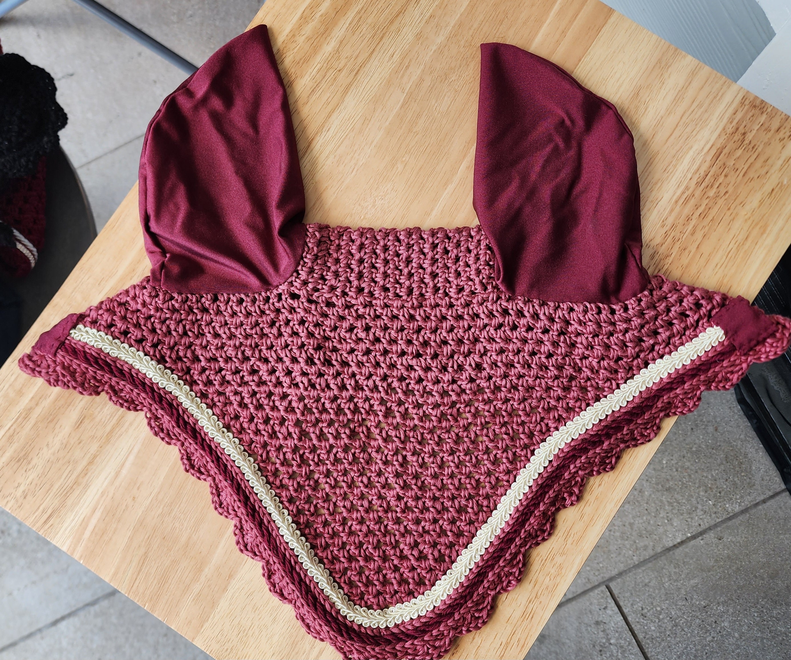 Dark Pink / Dusty Rose Ear Bonnet / Fly Bonnet / Horse Bonnet / Fly Net ...