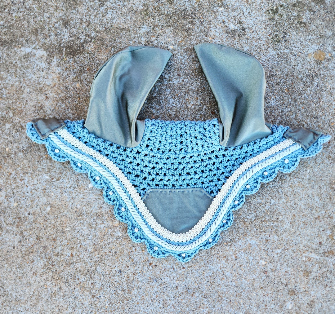 Sage Green Ear Bonnet / Fly Bonnet / Horse Bonnet / Fly Net, Cob Size ...