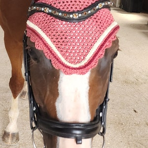 Dark Pink / Dusty Rose Ear Bonnet / Fly Bonnet / Horse Bonnet / Fly Net ...