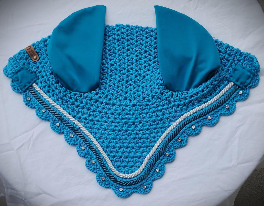 Sky Blue Ear Bonnet / Fly Bonnet / Horse Bonnet / Fly Net, Cob Size - Etsy