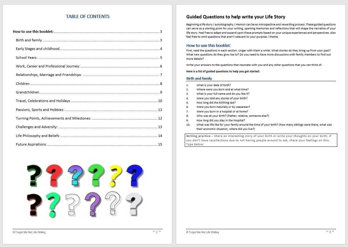 Do It Yourself (DIY) Life Story Writing Toolkit - by Forget Me Not Life ...