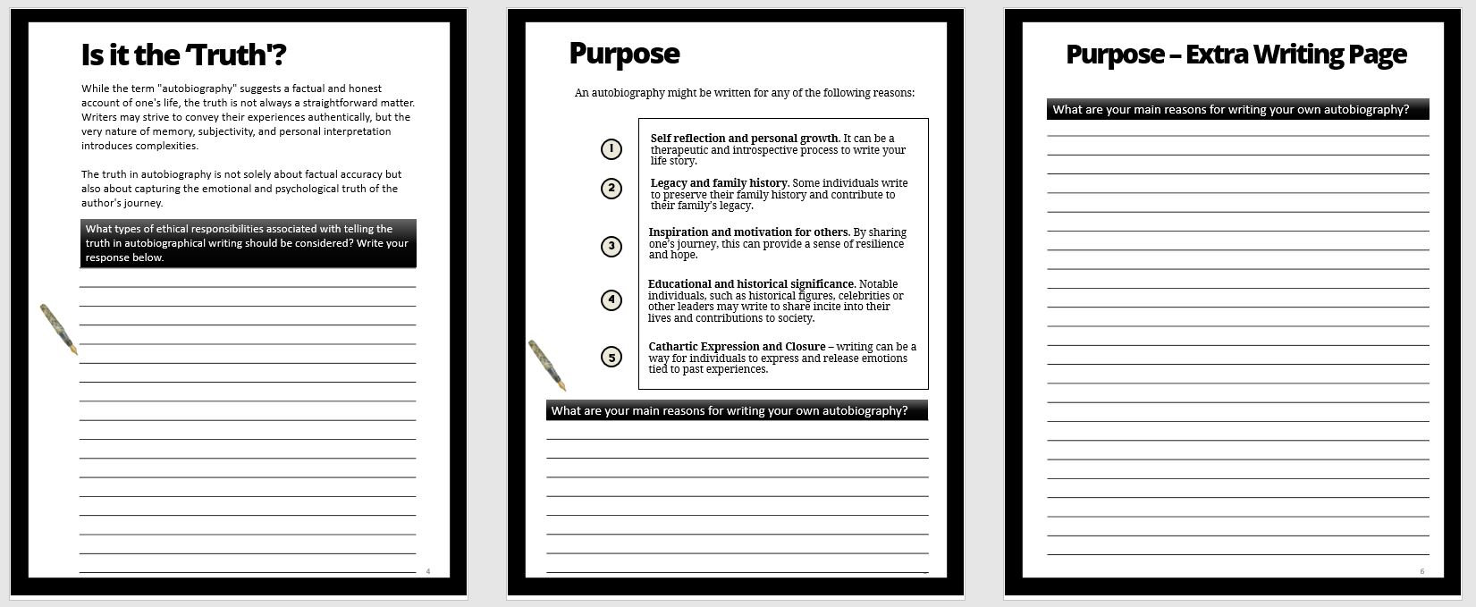 Autobiography Memoir Introduction Workbook for Students Digital and ...