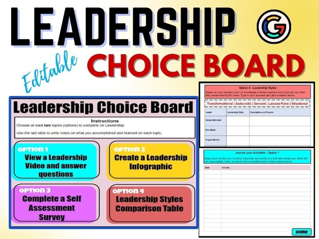 Leadership Choice Board - Digital - Using Google Slides and Forms for ...