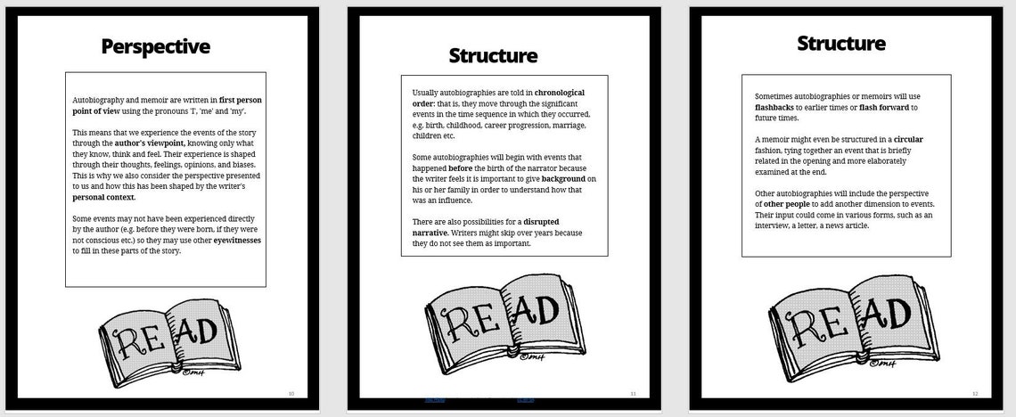 Autobiography Memoir Introduction Workbook for Students - Digital and ...