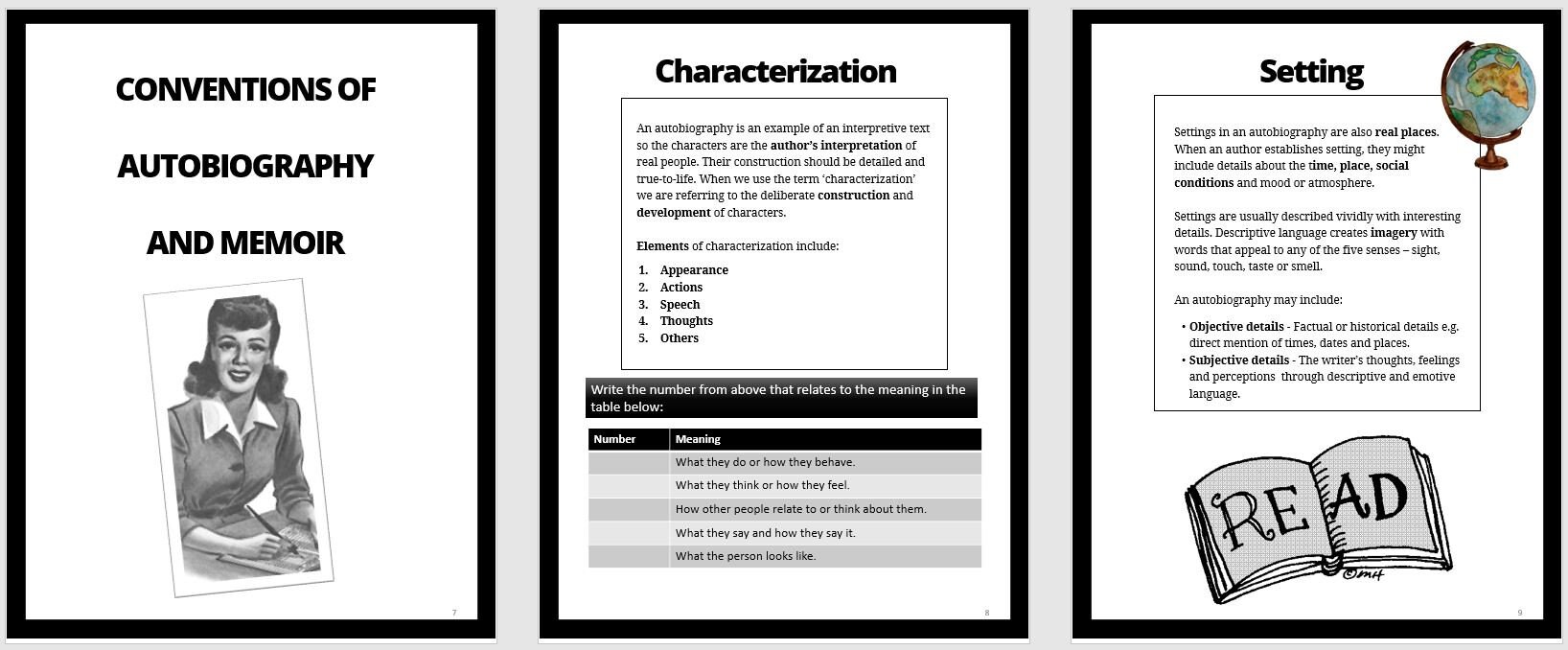 Autobiography Memoir Introduction Workbook for Students - Digital and ...