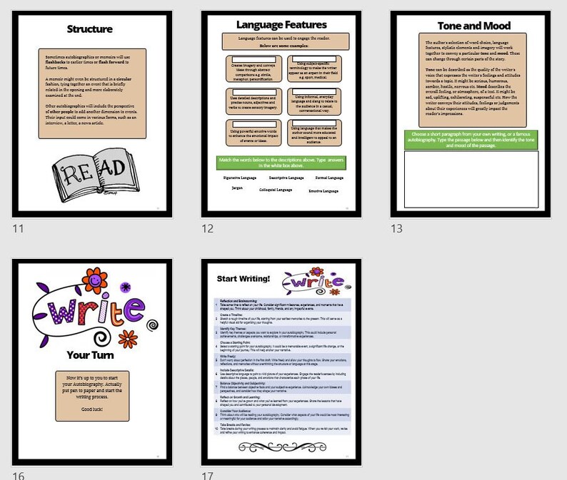 Autobiography Memoir Introduction Workbook for Students - Digital and ...