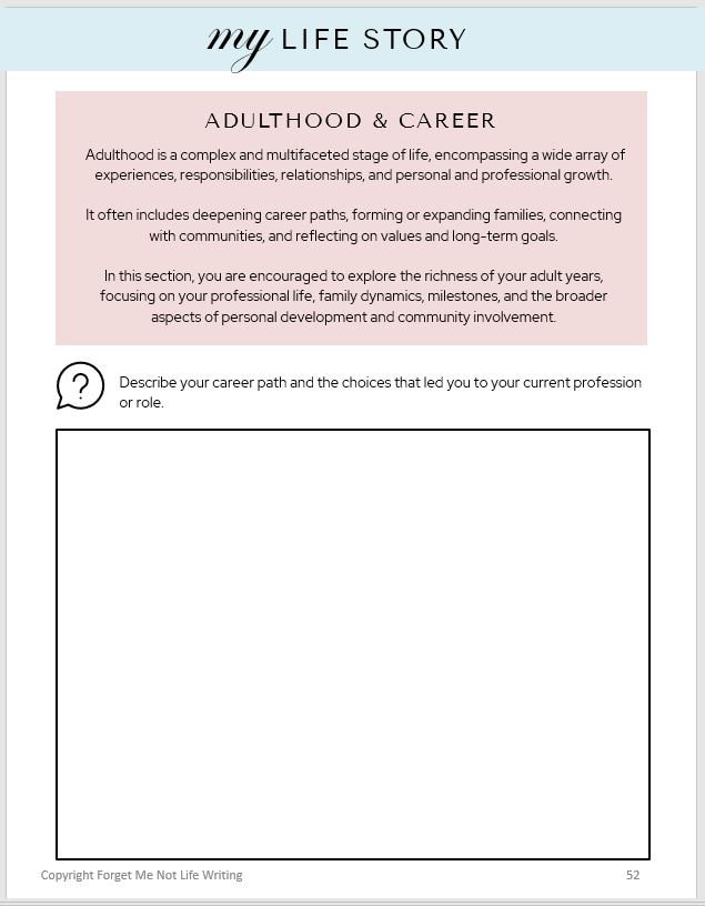 Writing My Life Story Journal - A Workbook in Both Digital and ...