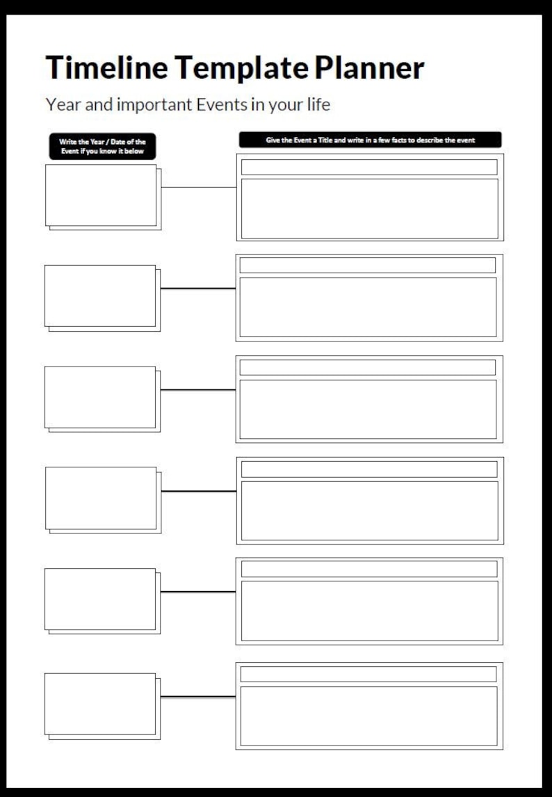 Autobiography Timeline Template - Digital and Print Options - Etsy