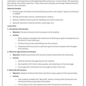 Back to School Writing Journal - Beginning of Term / Year - Digital and ...