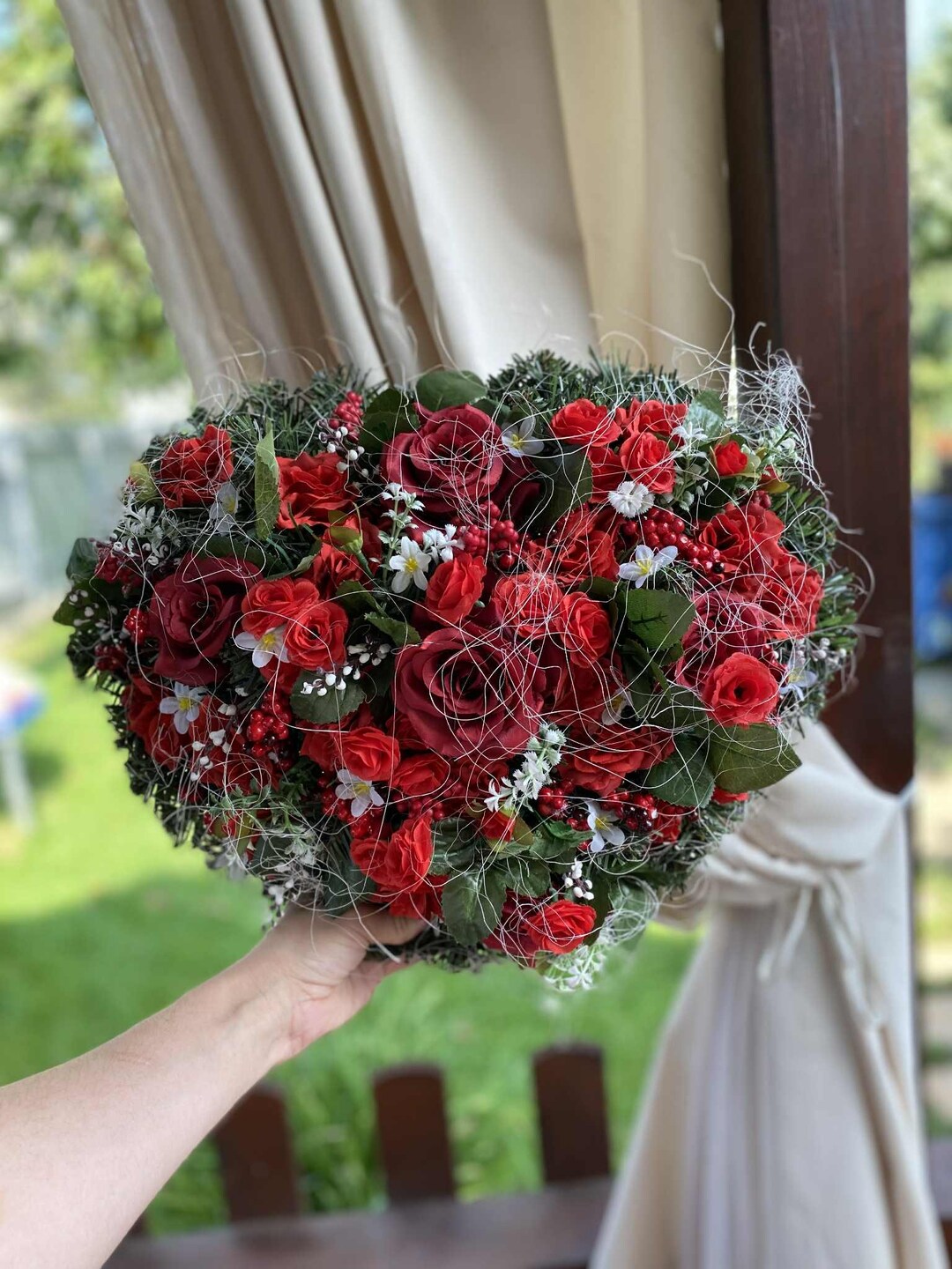 Elegant Memorial Grave Arrangement Textile Flowers Arrangement Magnolia ...