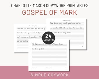 Gospel of Mark Handwriting & Copywork CURSIVE for Charlotte Mason and ...