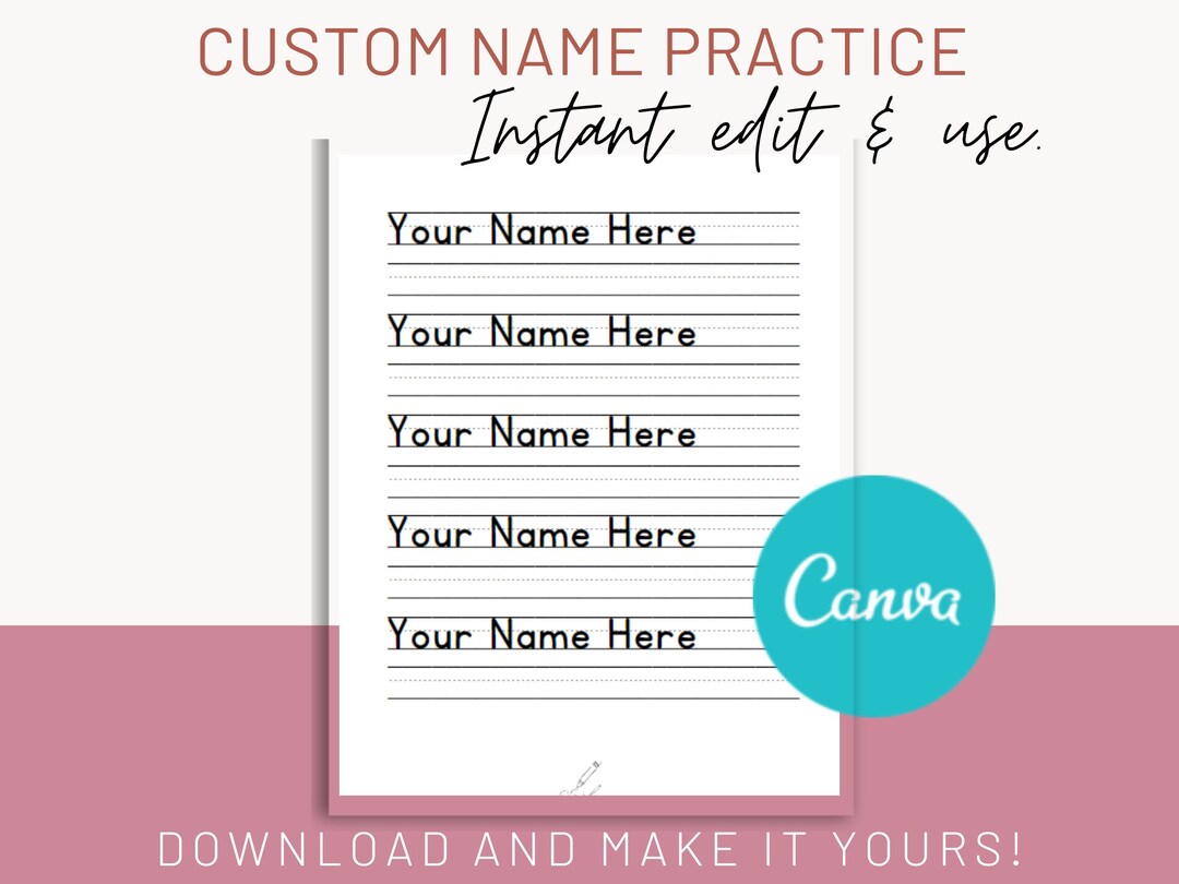Editable Preschool Name Practice Canva Template for Prek Thru - Etsy