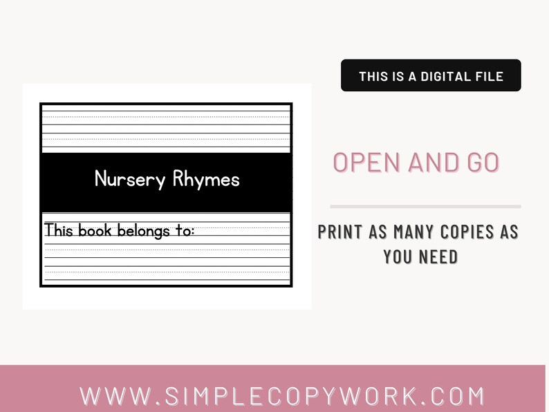 Nursery Rhyme Handwriting Practice and Copywork Worksheets for ...