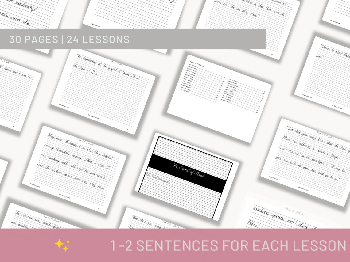 Gospel of Mark Handwriting & Copywork CURSIVE for Charlotte Mason and ...