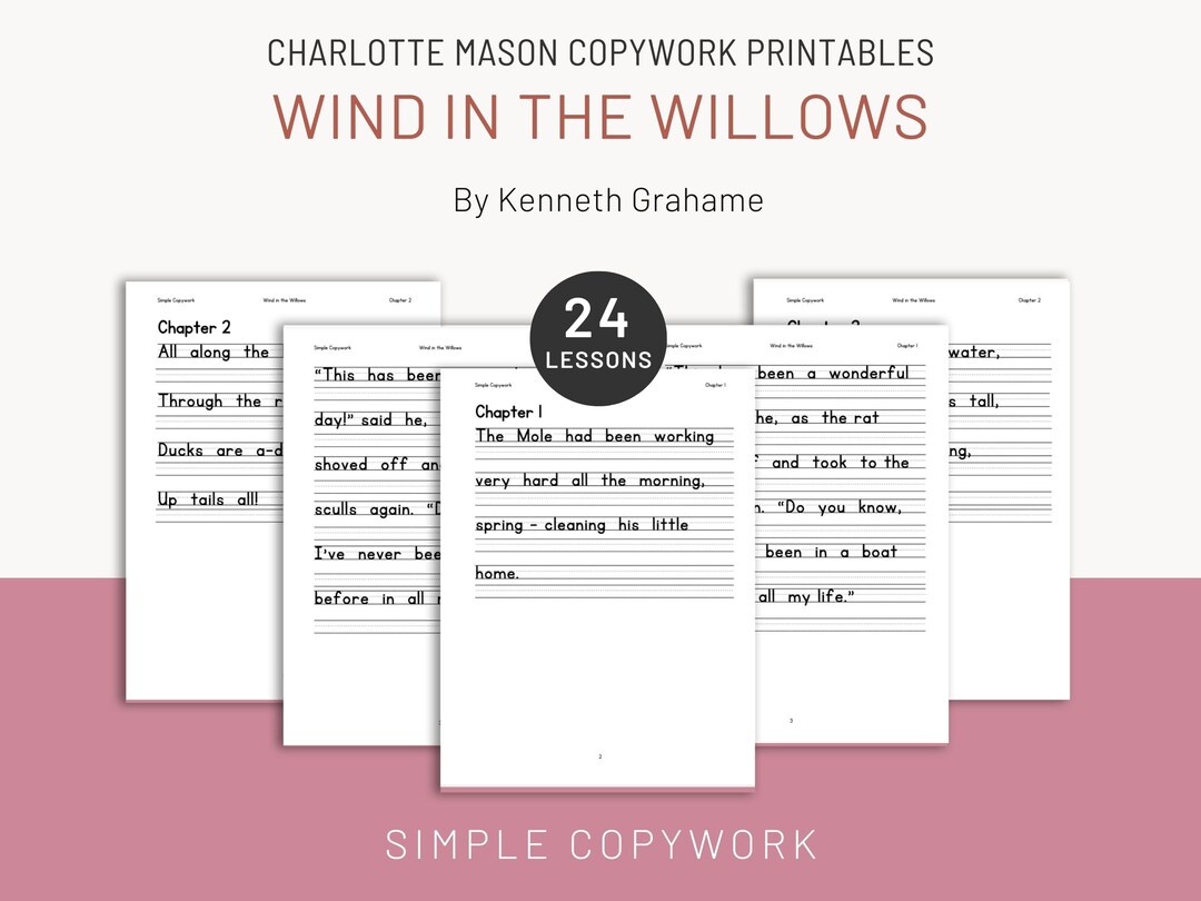 Wind in Willow Copywork and Handwriting Worksheet for Charlotte Mason ...