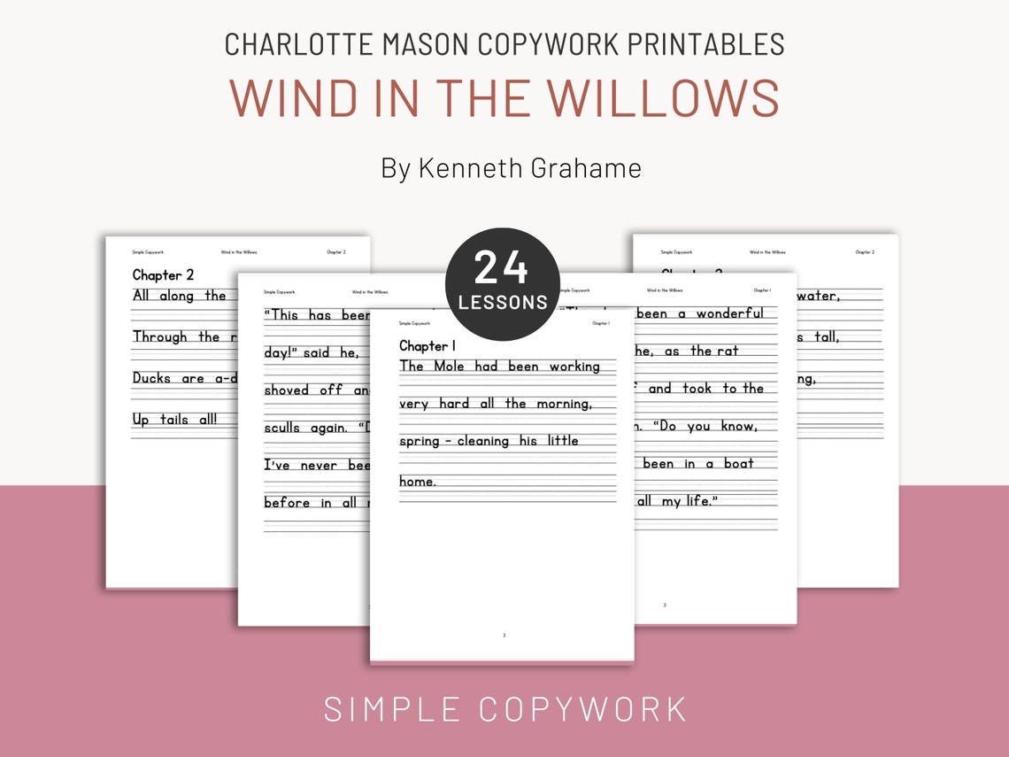 Wind in Willow Copywork and Handwriting Worksheet for Charlotte Mason ...