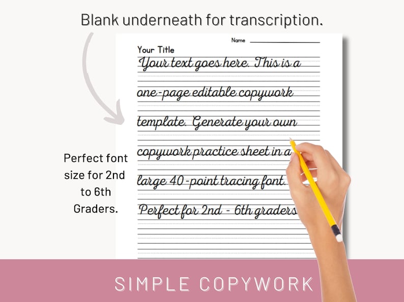 Editable Copywork & Handwriting Paper, Cursive Worksheet Generator ...