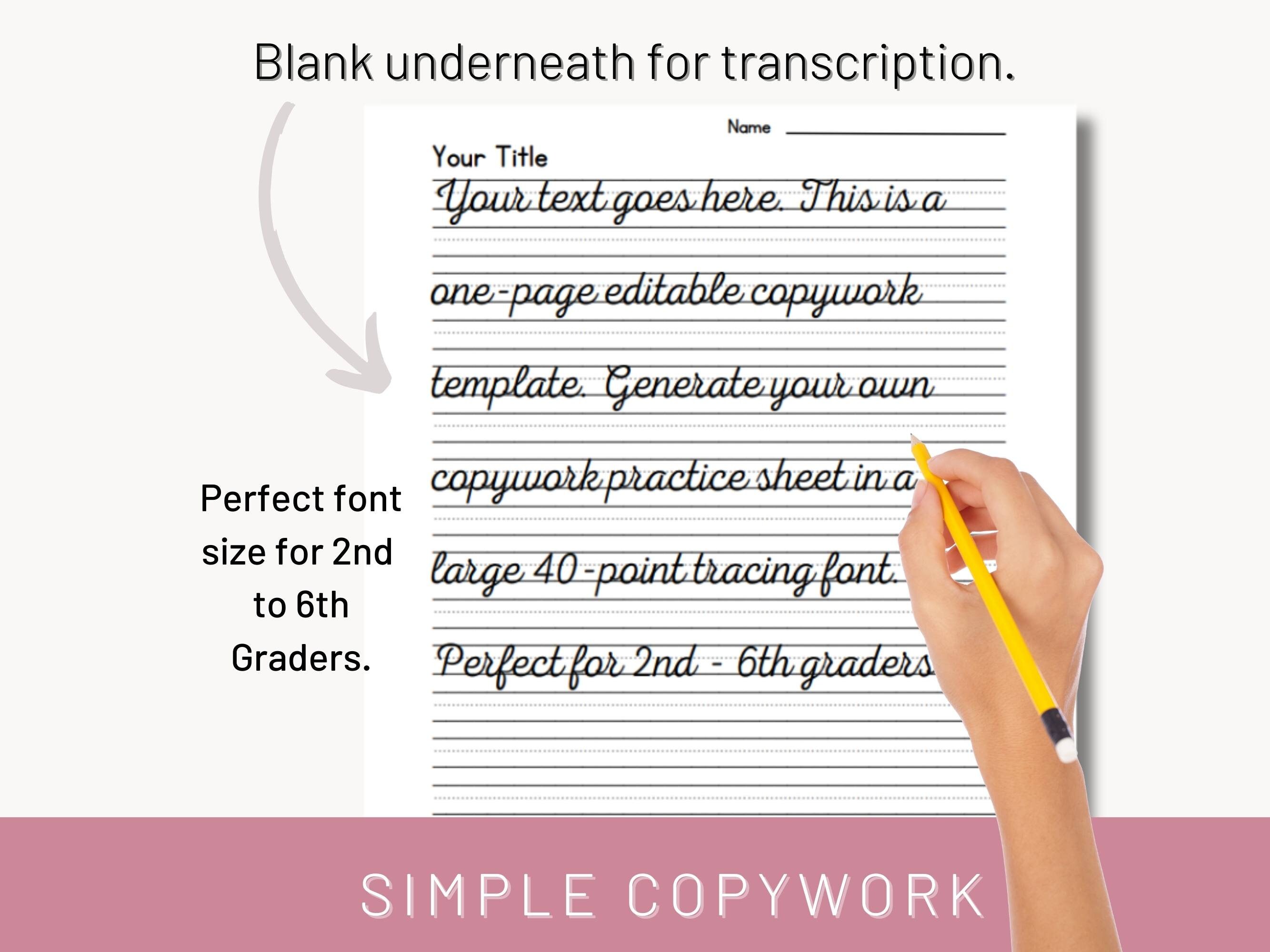 Editable Copywork & Handwriting Paper, Cursive Worksheet Generator ...