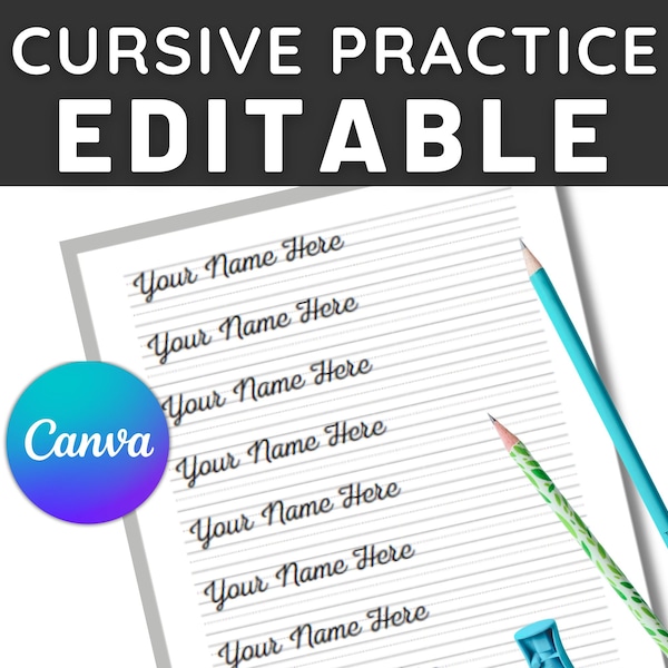 Cursive Practice Sheets - Etsy