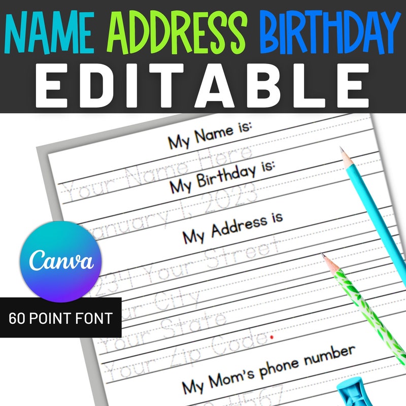 Editable Name Tracing Canva - Etsy